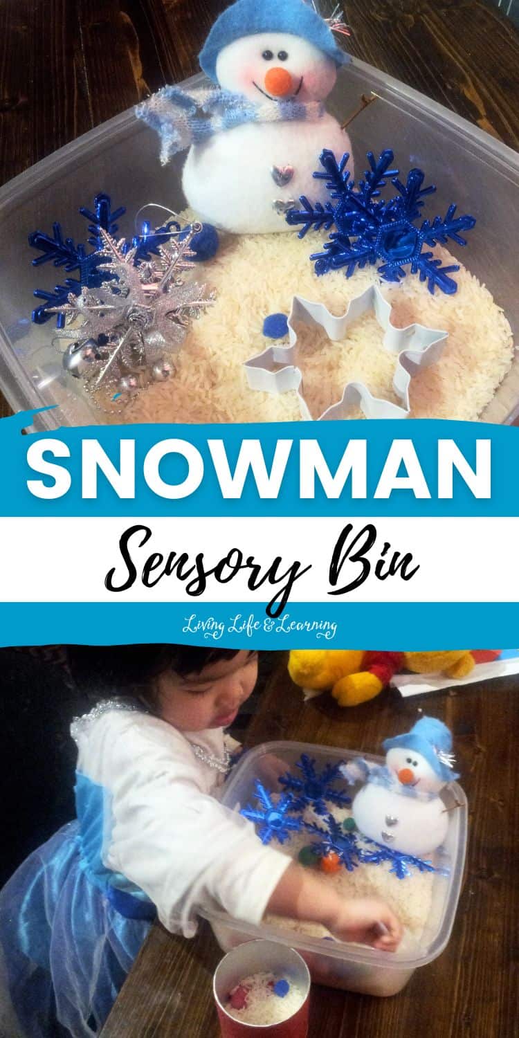 Snowman Sensory Bin to Explore Textures This Winter Season
