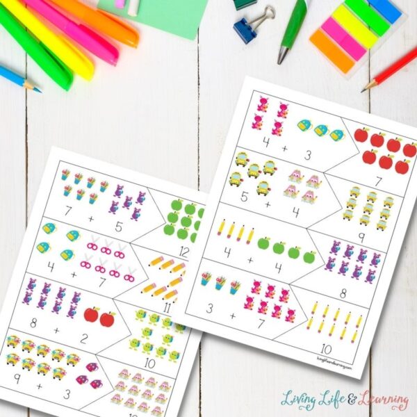 Back to School Addition Puzzles