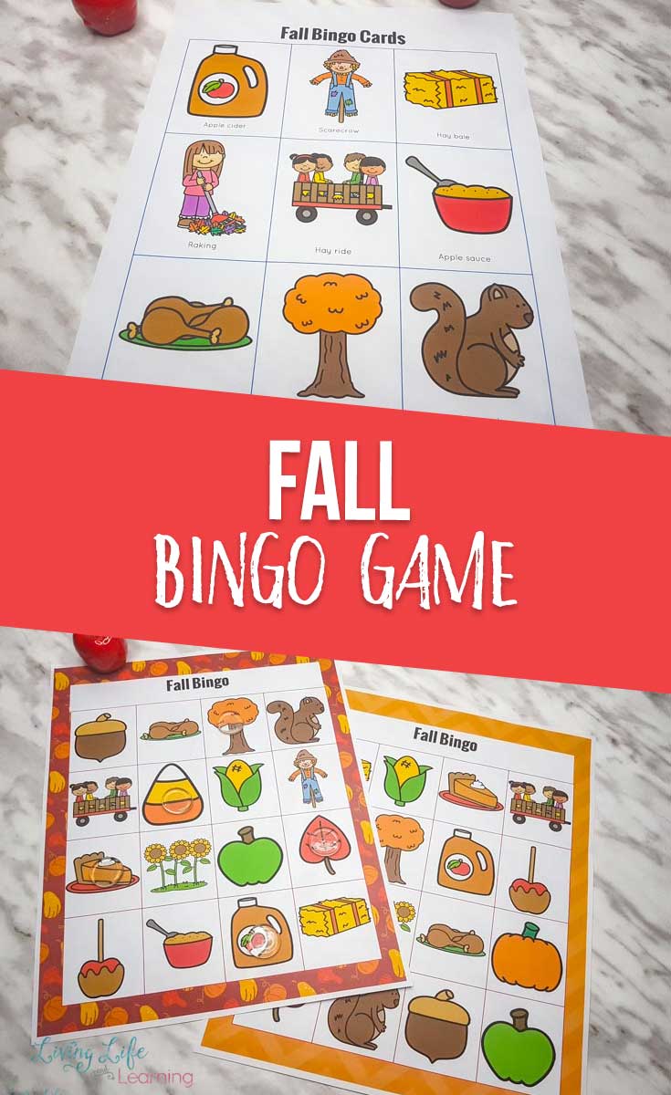 Fall Printable Bingo Game for Kids and Parents