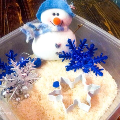 Snowman Sensory Bin to Explore Textures This Winter Season