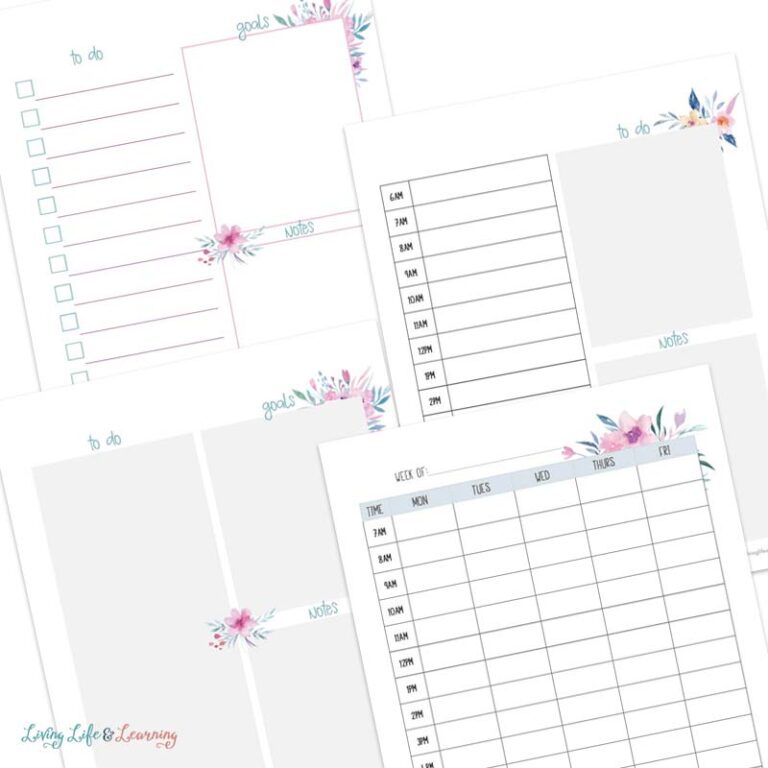 Floral Free Printable Homeschool Planner