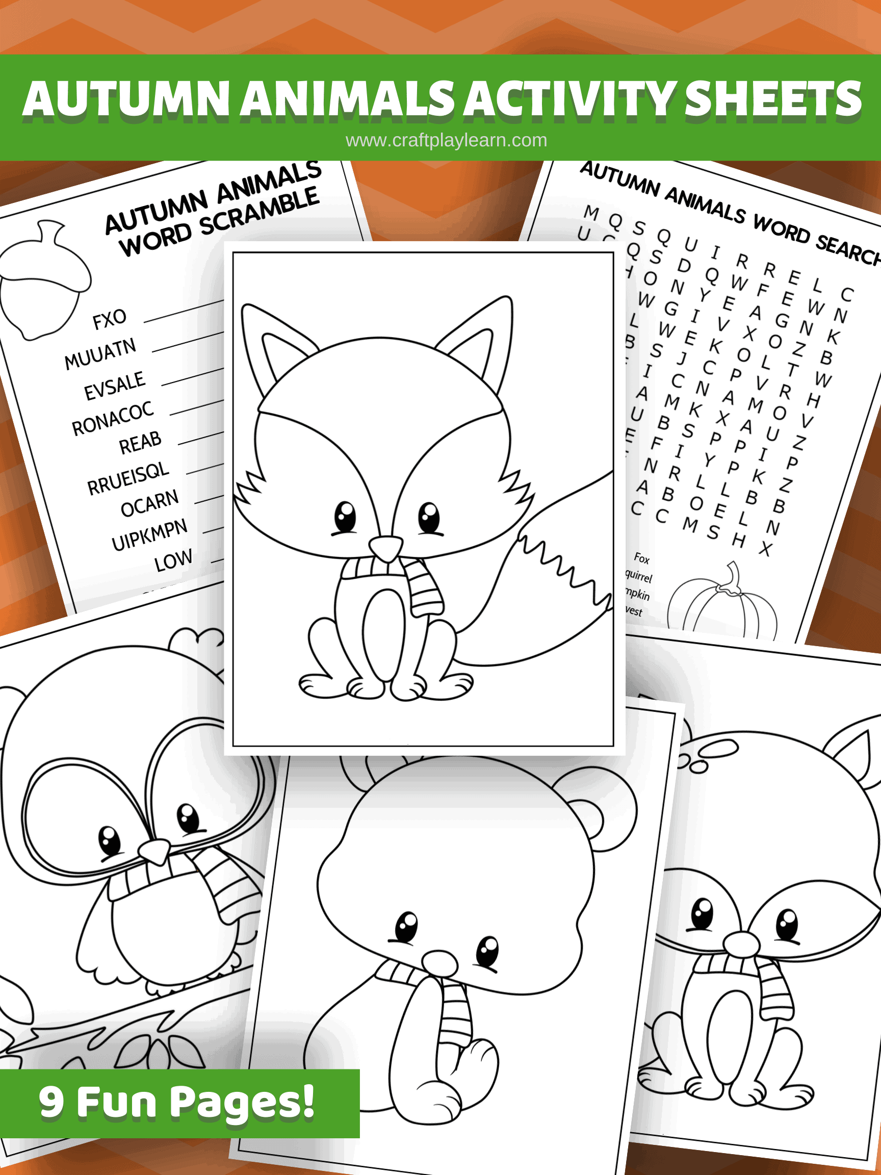Autumn Animal Worksheets for Kids