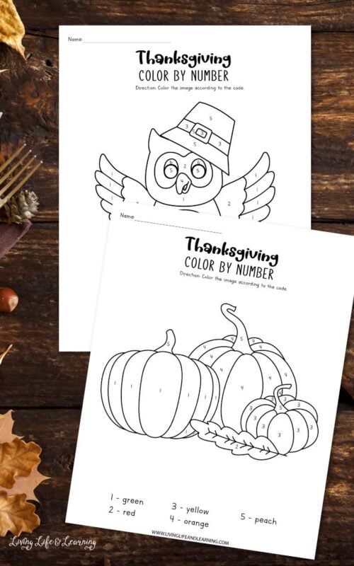 No-Prep Thanksgiving Color by Number Printables for Kids