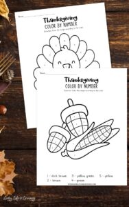 No-Prep Thanksgiving Color by Number Printables for Kids