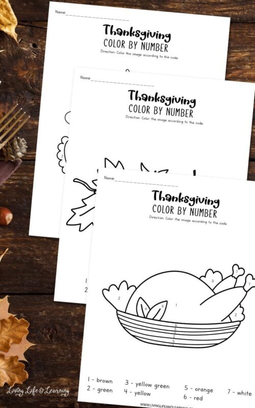 No-Prep Thanksgiving Color by Number Printables for Kids
