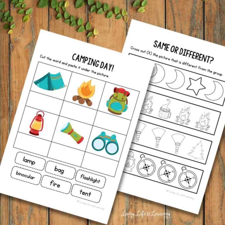 Camping Worksheets for Kindergarten