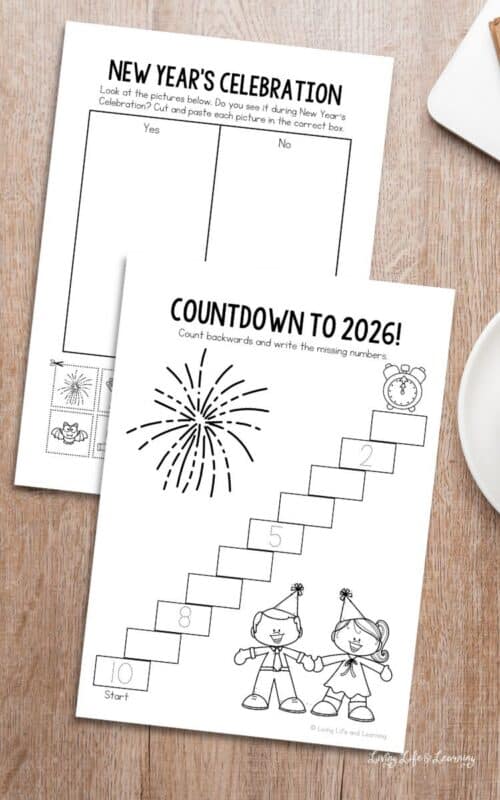 New Year Worksheets for Kindergarten