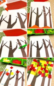 Fun and Easy Tissue Paper Fall Trees Craft