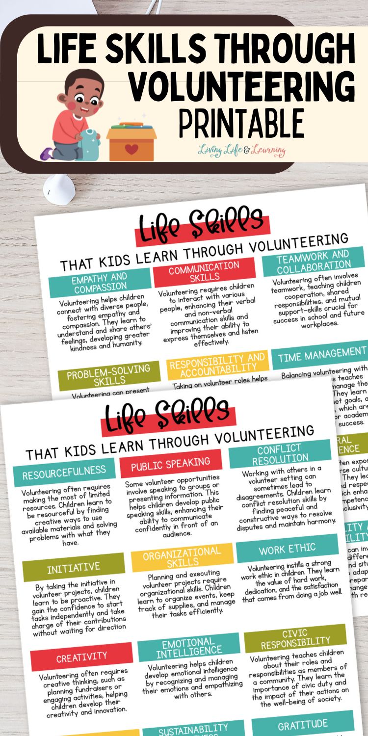 Make a Difference with Life Skills through Volunteering Printable