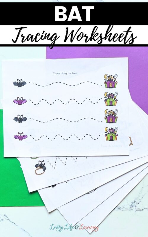 Bat Tracing Worksheets for Fine Motor Skills Development
