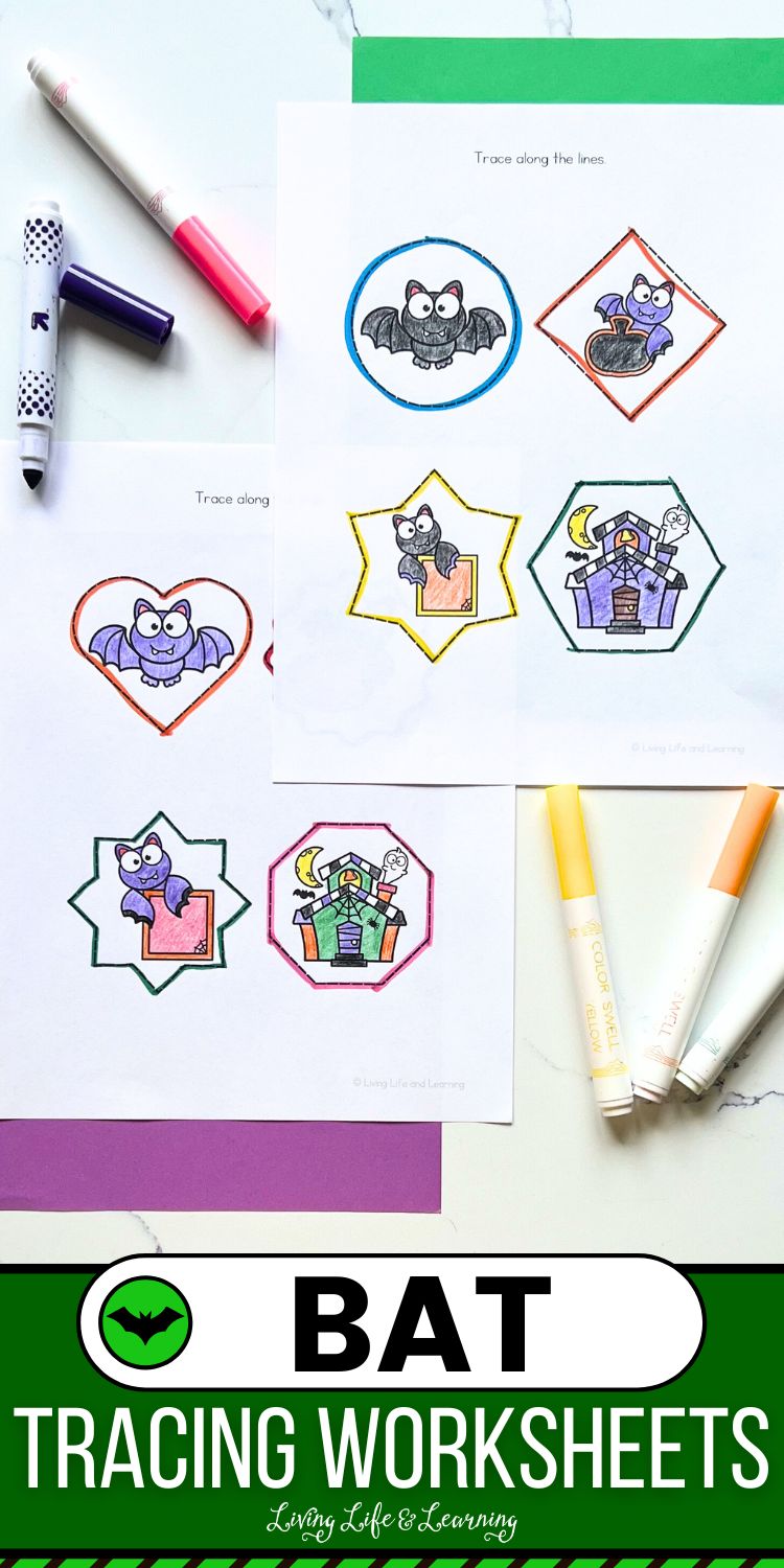 Bat Tracing Worksheets for Fine Motor Skills Development