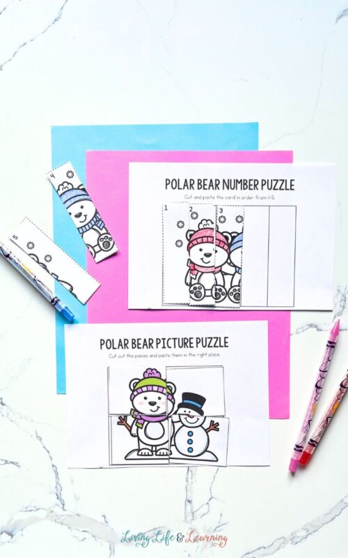 Polar Bear Cut and Paste Worksheets: Fun Learning Craft for Kids