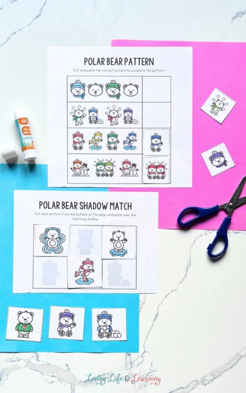 Polar Bear Cut and Paste Worksheets: Fun Learning Craft for Kids
