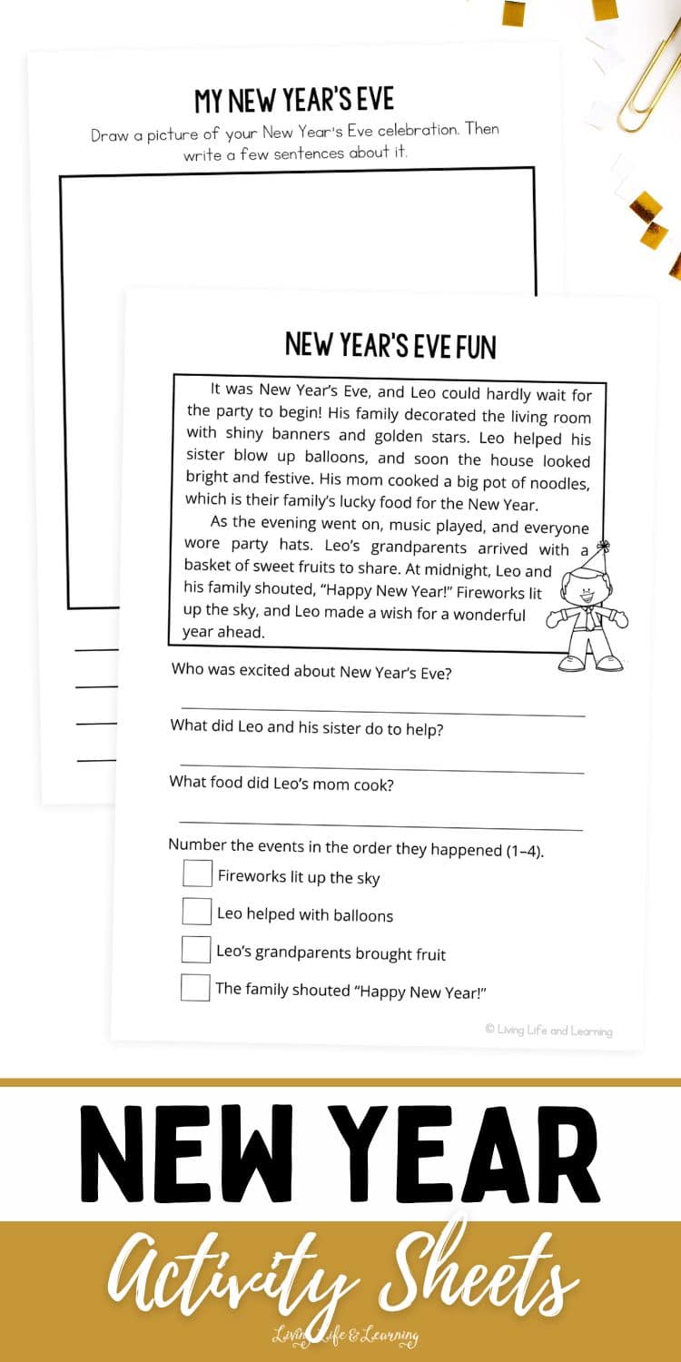 New Year Activity Sheets: Fun and Educational Printable for Kids