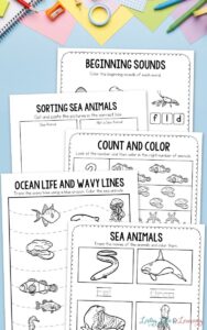 Sea Animal Worksheets for Kindergarten: Printable Ocean Activity