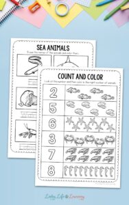 Sea Animal Worksheets for Kindergarten: Printable Ocean Activity