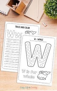 W is for Whale Worksheet: Summer Ocean Lessons for Kids