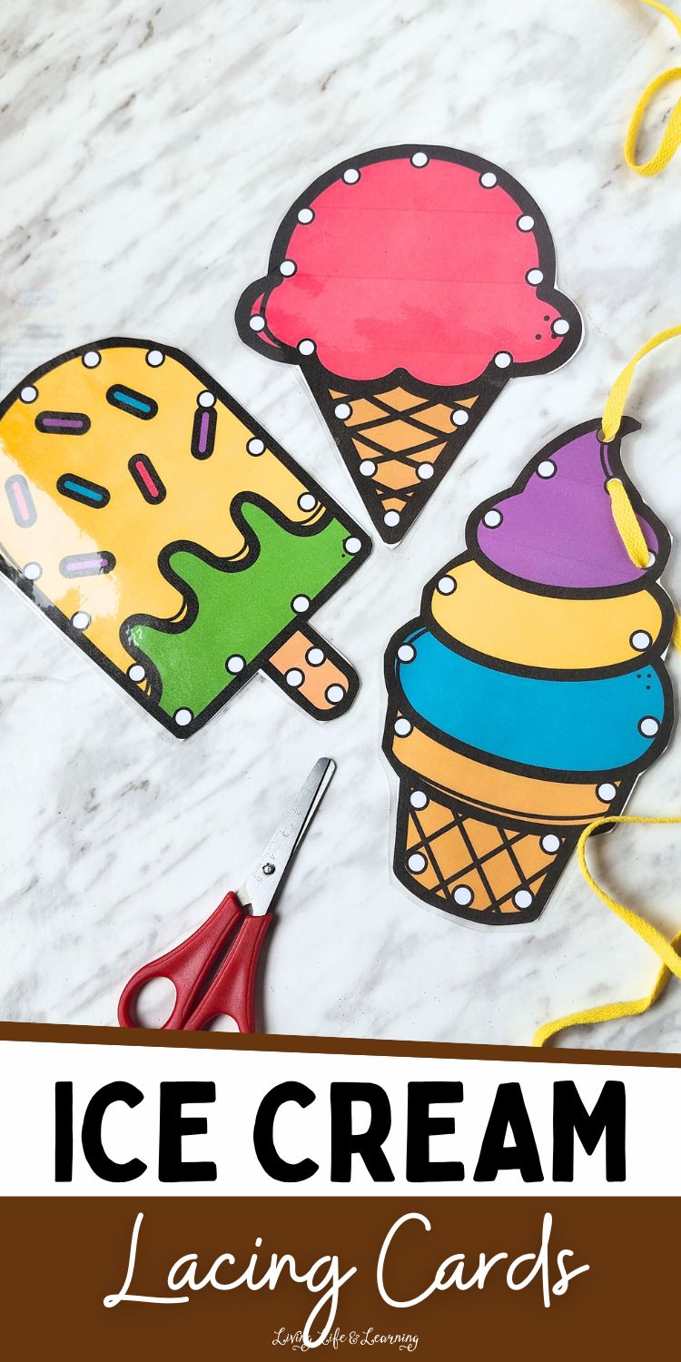 Ice Cream Lacing Cards to Enhance Fine Motor Skills