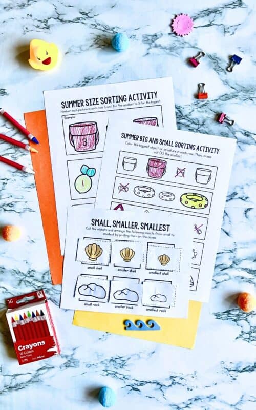 Summer Size Sorting Printables: Easy No-Prep Ideas