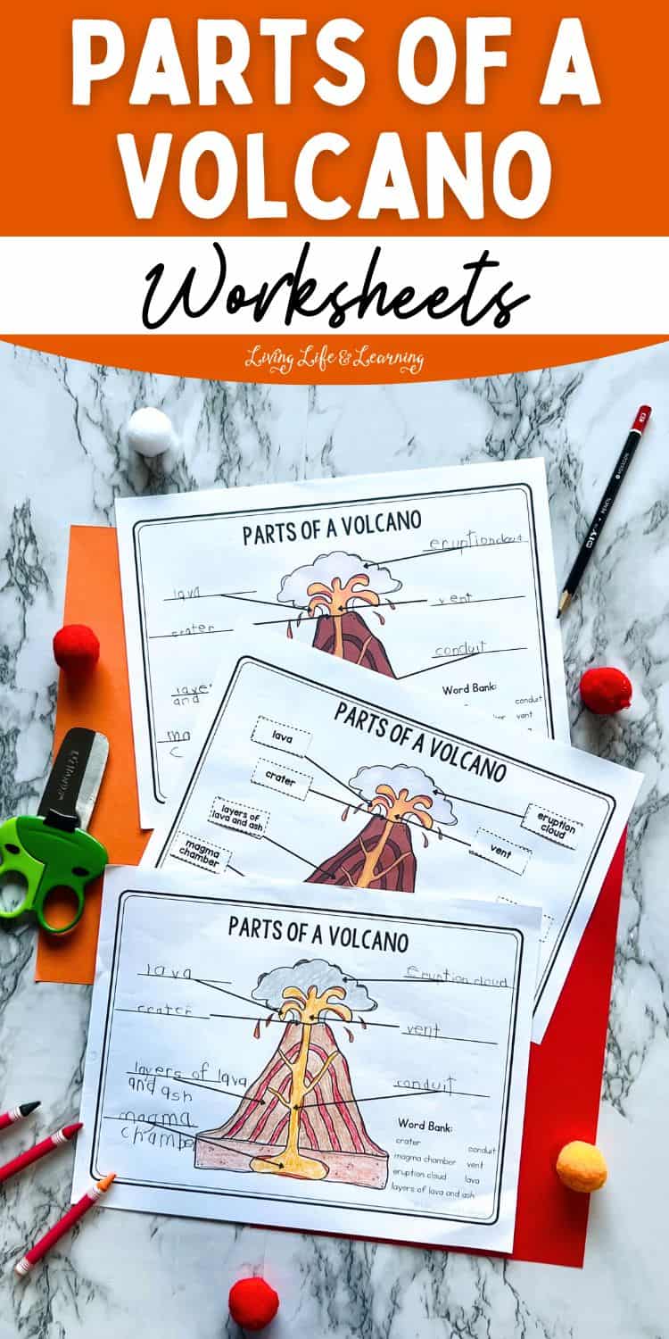 Parts of a Volcano Worksheets for Earth Science