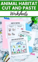 Animal Habitat Cut and Paste Worksheets for Science Lessons
