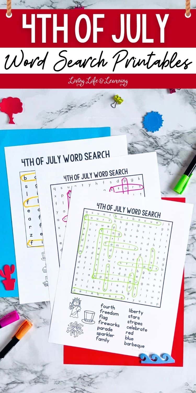 4th of July Word Search Printables for Summer Fun