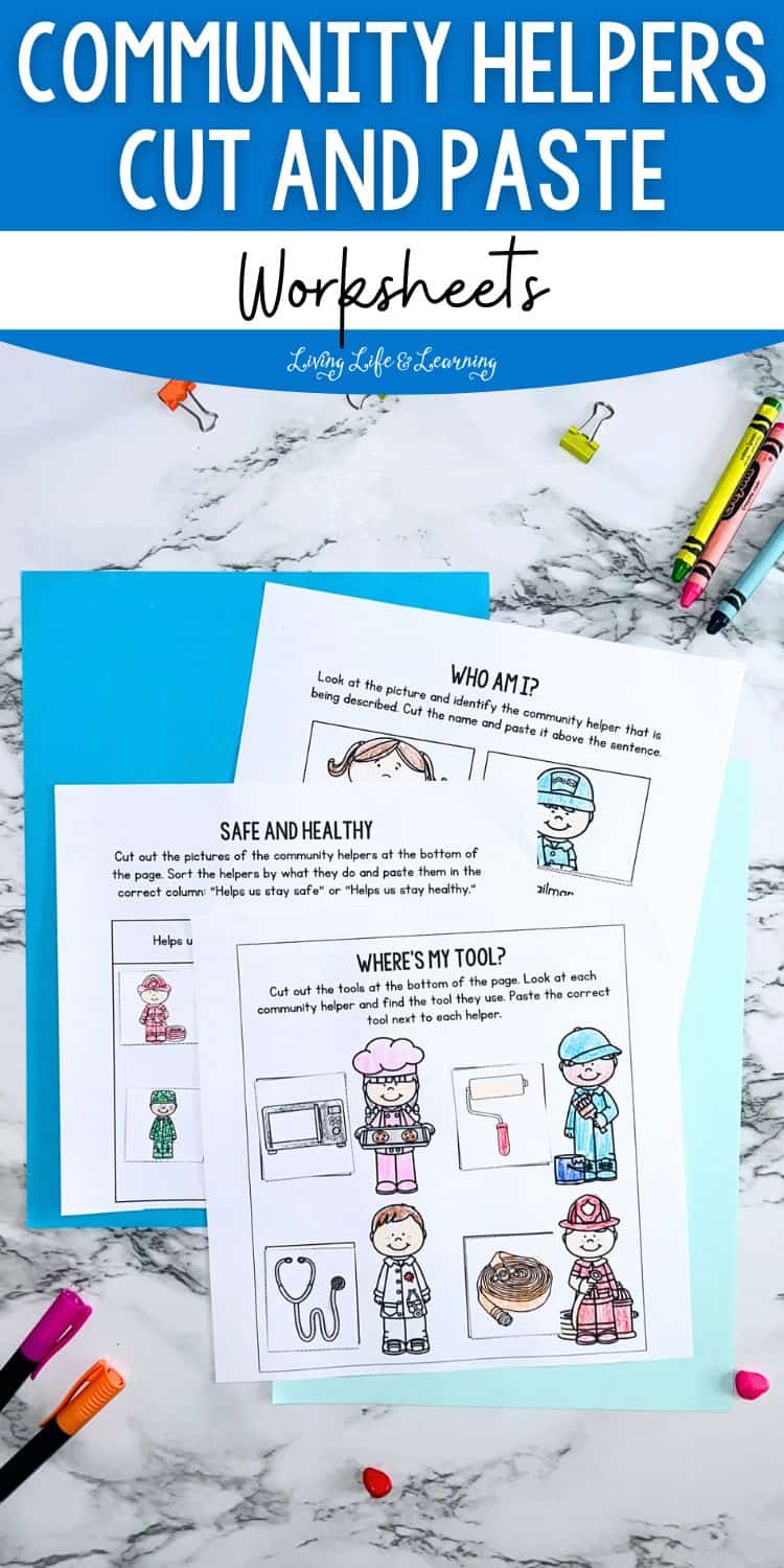 Community Helpers Cut and Paste Worksheets: Fine Motor Activity
