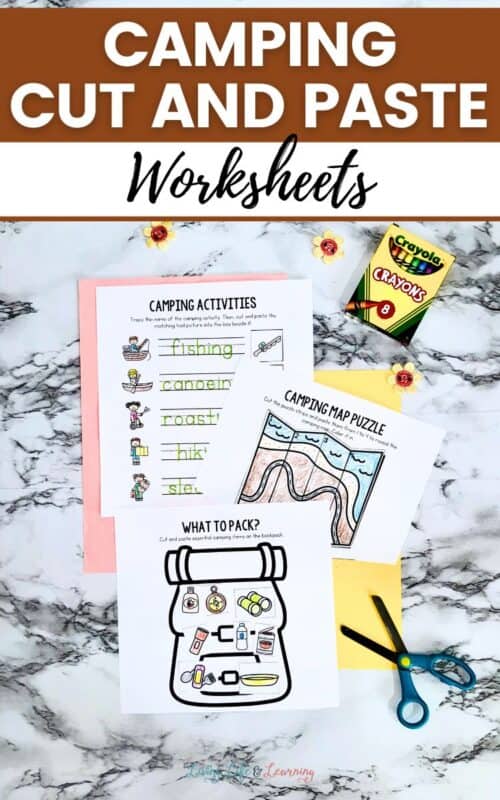 Camping Cut and Paste Worksheets for Summer Fun Learning