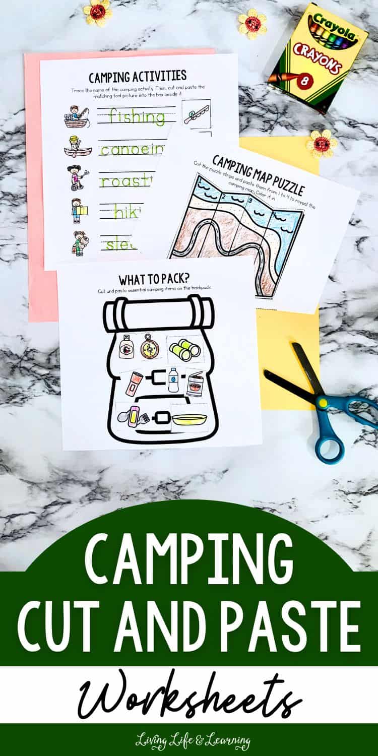 Camping Cut and Paste Worksheets for Summer Fun Learning