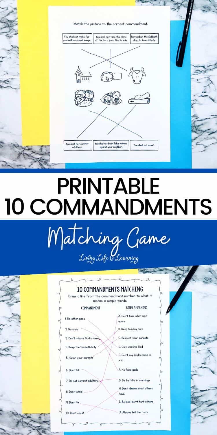 Printable 10 Commandments Matching Game: Fun Bible Activity