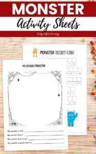 Monster Activity Sheets for Creative Education and Halloween