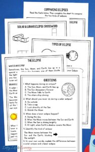 Solar and Lunar Eclipse Worksheets for Young Learners