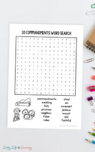 10 Commandments Word Search Printable for Bible Learning