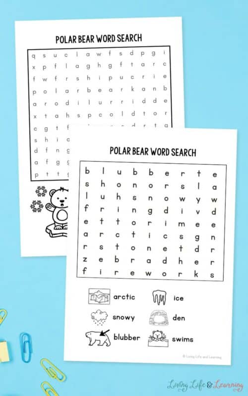 Polar Bear Word Search Printable Boosts Learning Experience