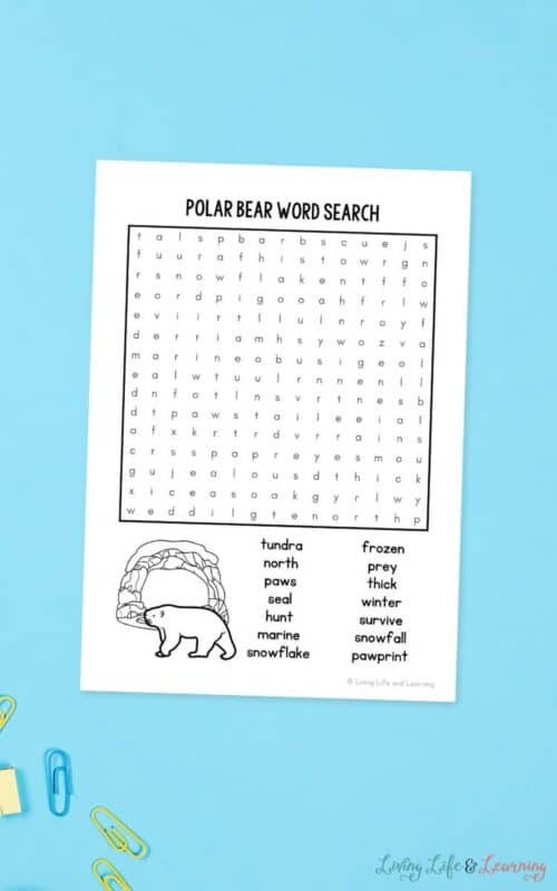Polar Bear Word Search Printable Boosts Learning Experience