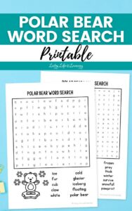Polar Bear Word Search Printable Boosts Learning Experience