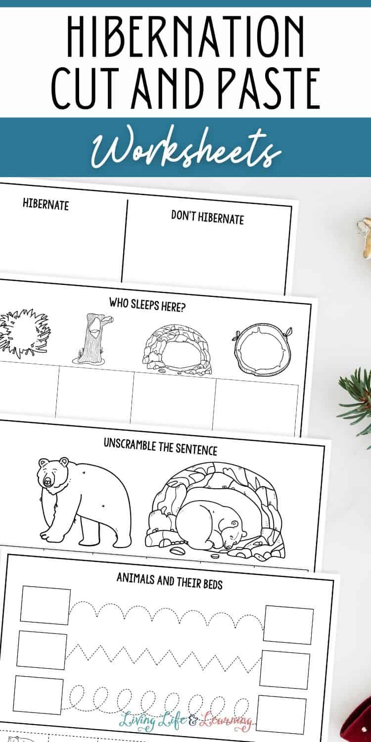 Hibernation Cut and Paste Worksheets for Winter Fun