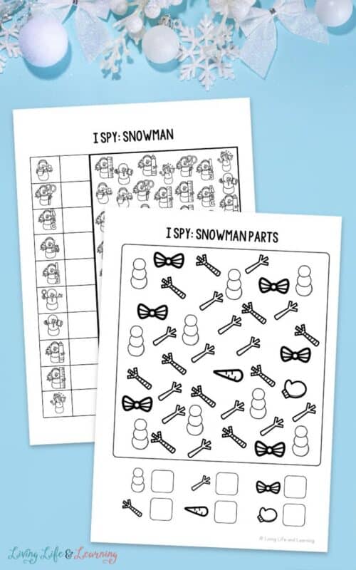 Snowman I Spy Printables: Count and Play Activity for Winter