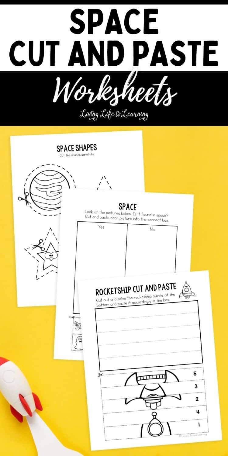 Space Cut and Paste Worksheets for Scissor Practice