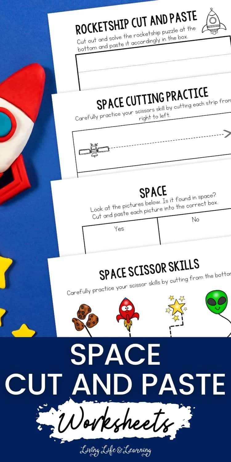 Space Cut and Paste Worksheets for Scissor Practice