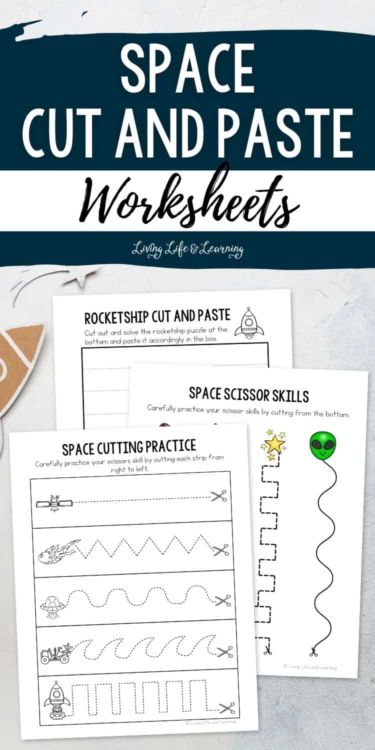 Space Cut and Paste Worksheets for Scissor Practice
